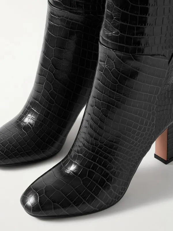 AQUAZZURA Sellier 85 Croc-effect Leather Knee Boots