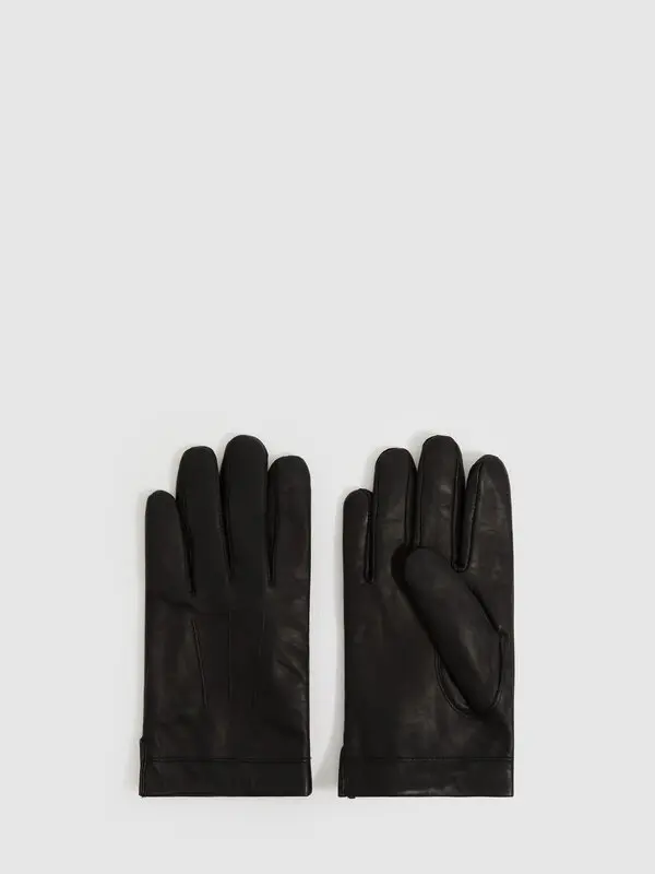 REISS Monty Nappa Leather Gloves - Black