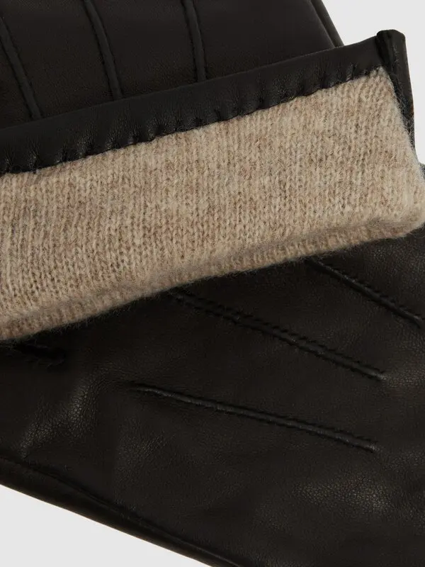 REISS Monty Nappa Leather Gloves - Black