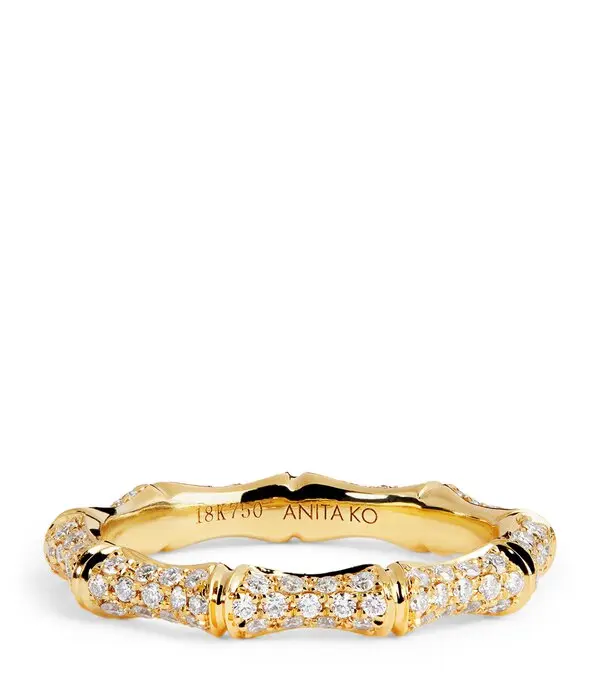 ANITA KO Bamboo Diamond Ring - Gold