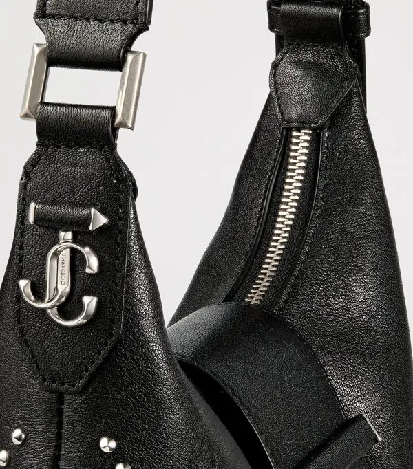 JIMMY CHOO Small Bar Studded Leather Shoulder Bag - Black