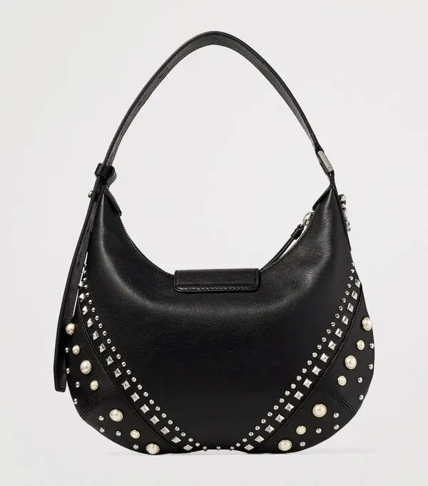 JIMMY CHOO Small Bar Studded Leather Shoulder Bag - Black