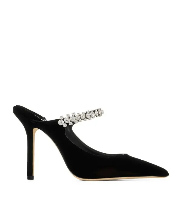 JIMMY CHOO Bing 100 Velvet Mules - Black