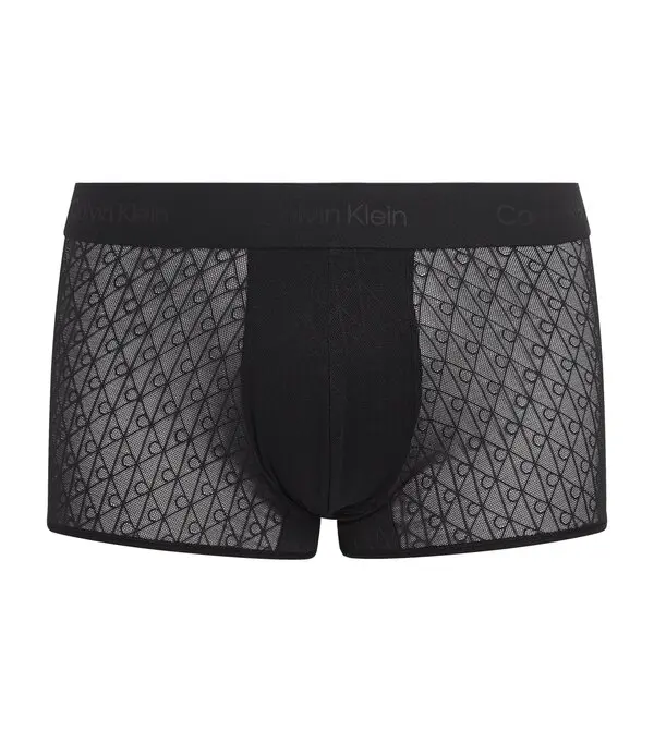 Calvin Klein Microfibre Lace Trunks - Black