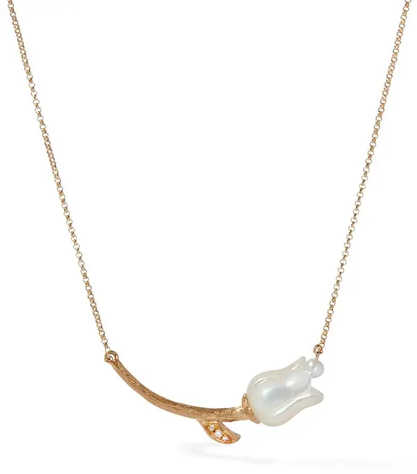Annoushka Yellow Diamond And Pearl Tulips Chain Necklace - Gold
