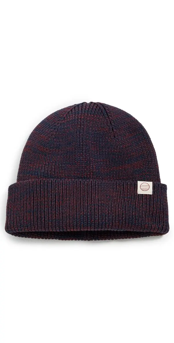 Marine Layer Cotton Blend Beanie - Navy/red