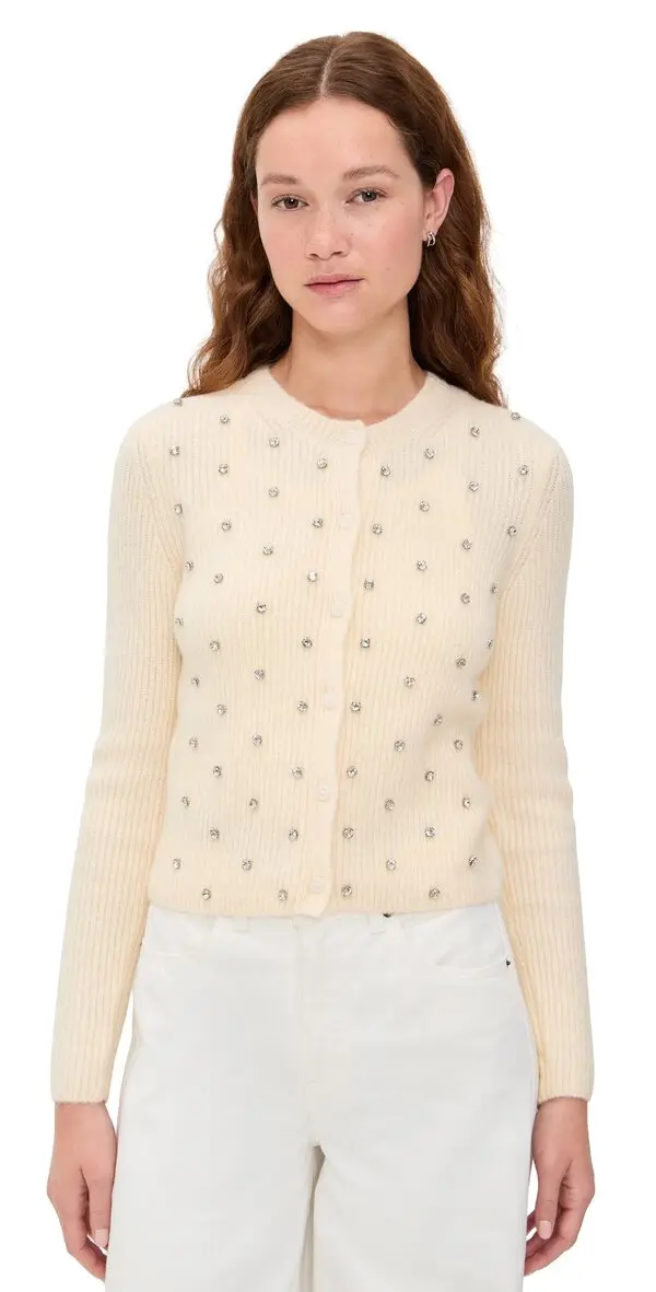 DAZE Embellished Ribbed Knit Cardigan