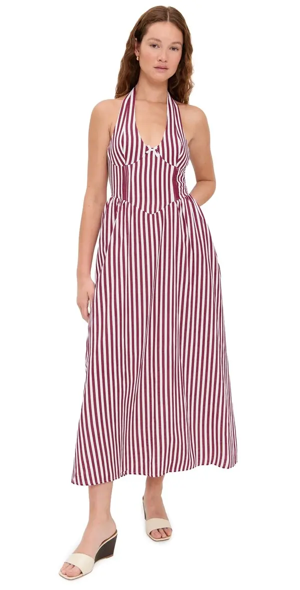 SEVEN WONDERS Calianna Midi Dress - Burgundy Stripe