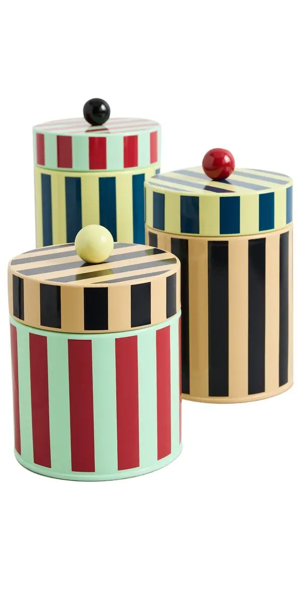 DUSEN DUSEN Striped Canisters Set Of 3