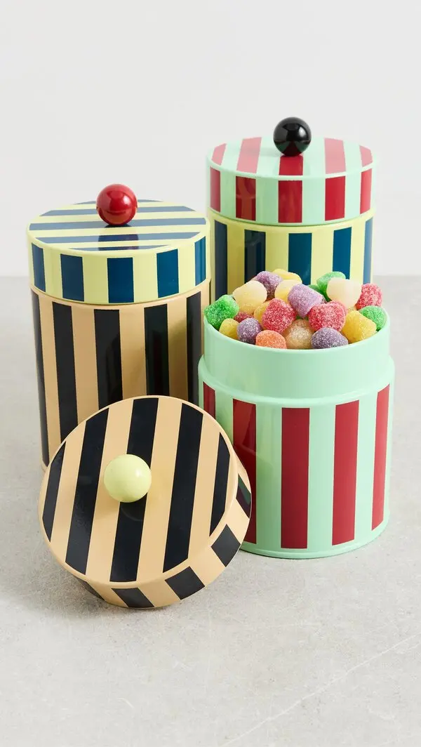 DUSEN DUSEN Striped Canisters Set Of 3