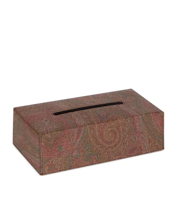 Etro Cotton-blend And Leather Arnica Tissue Box - Red