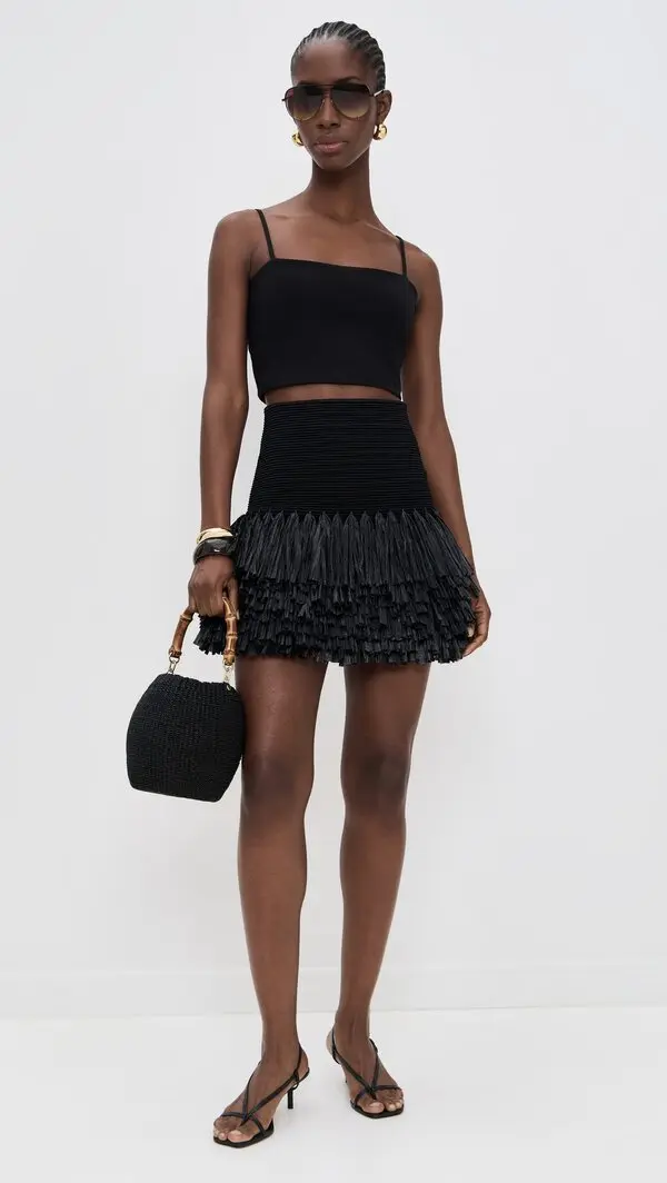 Aje Agave Knit Raffia Mini Skirt