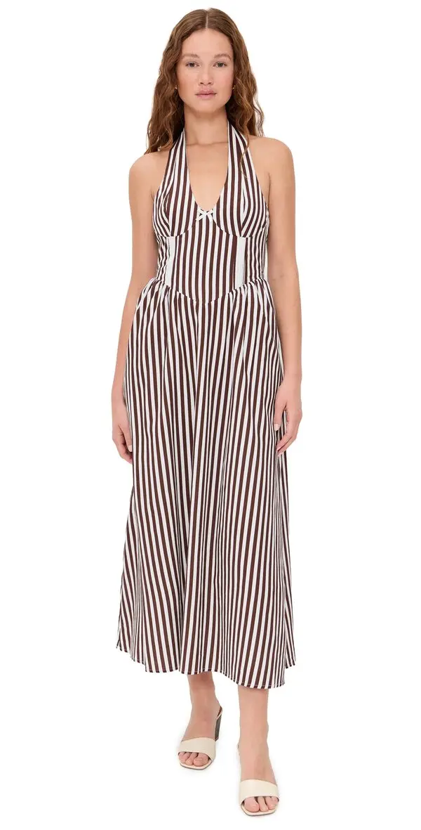 SEVEN WONDERS Calianna Midi Dress - Chocolate Stripe