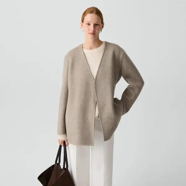Theory Cardigan Jacket In Double-face Wool Twill