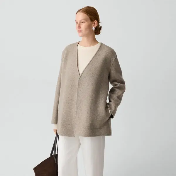 Theory Cardigan Jacket In Double-face Wool Twill