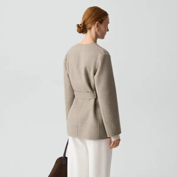 Theory Cardigan Jacket In Double-face Wool Twill
