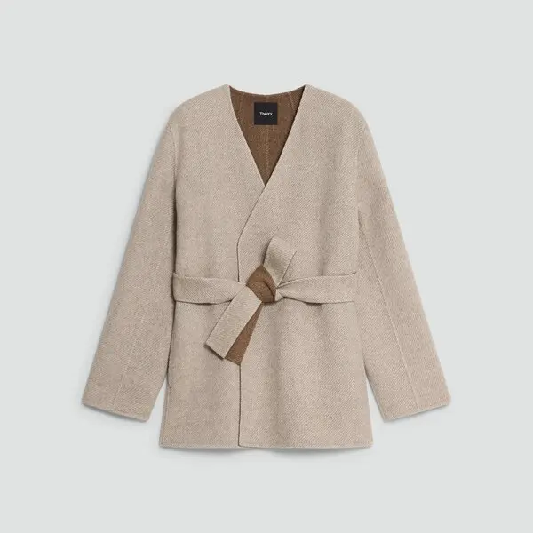 Theory Cardigan Jacket In Double-face Wool Twill