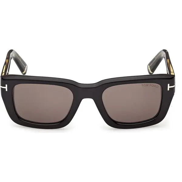 TOM FORD 52mm Rectangular Sunglasses - Shiny Black/smoke Lens