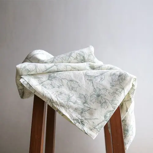 CG HUNTER Linen Tablecloth - Grey And Green Lilies