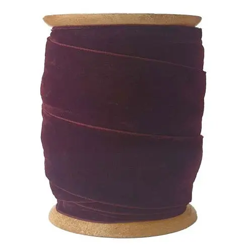 CG HUNTER Wide Hand Dyed Velvet Ribbon - Burgundy