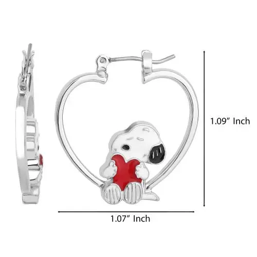 PEANUTS Snoopy Heart Hoop Earrings