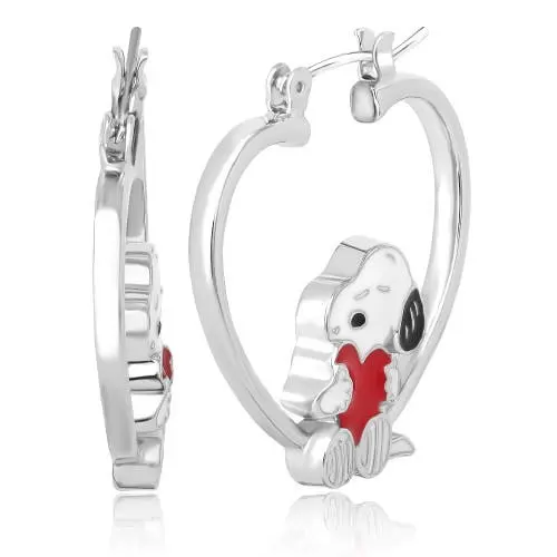 PEANUTS Snoopy Heart Hoop Earrings
