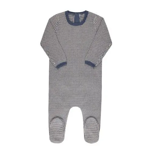 ELY'S & CO. Thin Stripe Collection Footie - Blue/ivory