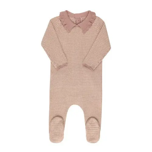 ELY'S & CO. Thin Stripe Collection Footie - Pink/ivory