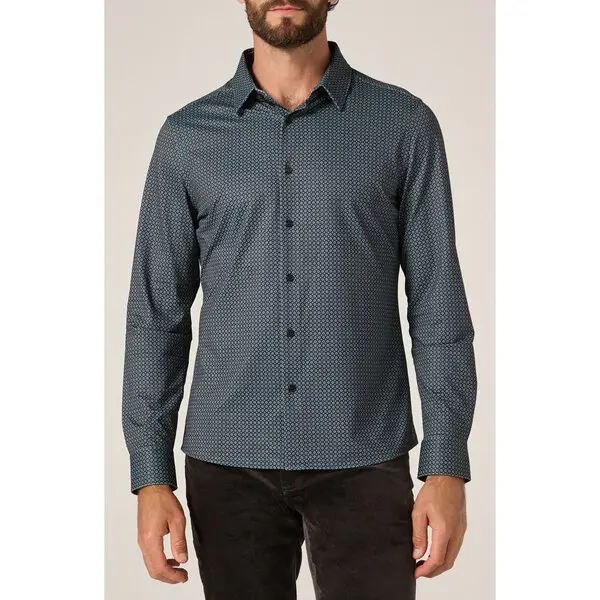 7 Diamonds Warren Wrinkle Resistant Performance Button-up Shirt - Olive