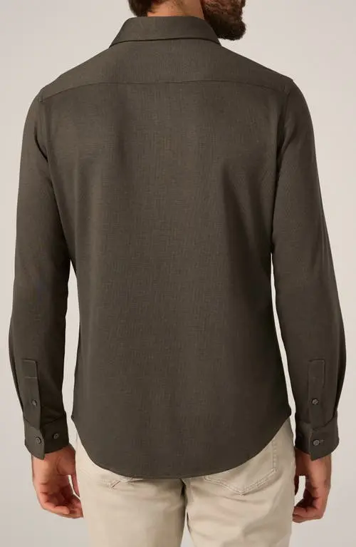 7 Diamonds Bowery Texture Knit Button-up Shirt - Olive