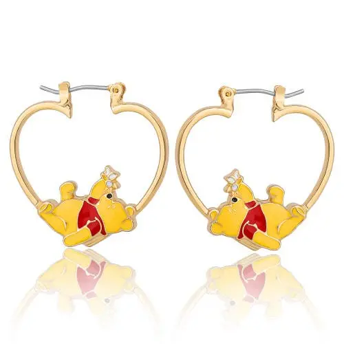 Disney Winnie The Pooh Heart Hoop Earrings - Gold