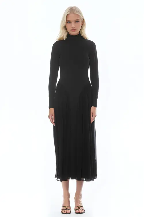 ALEXIA ADMOR Odette Mockneck Midi Dress - Black