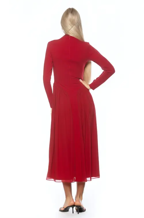ALEXIA ADMOR Odette Mockneck Midi Dress - Burgundy
