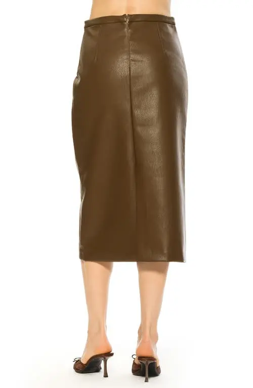 ALEXIA ADMOR Isla Midi Skirt With Side Slit And Ruching Detail - Camel