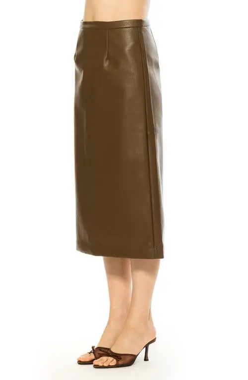 ALEXIA ADMOR Isla Midi Skirt With Side Slit And Ruching Detail - Camel