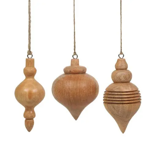 CG HUNTER 5" Wooden Finial Christmas Ornaments - Brass