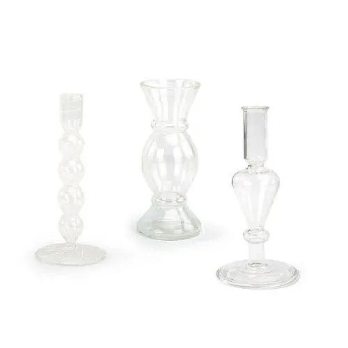 CG HUNTER Etched Borosilicate Glass Bud Vases - Smoke