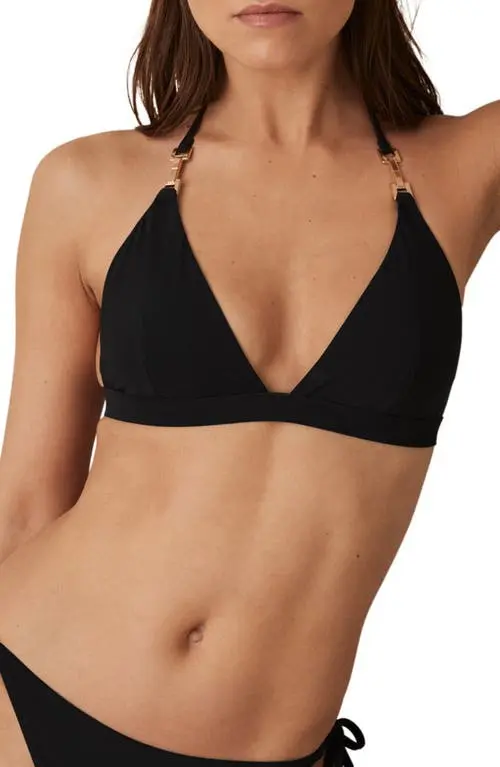 REISS Riah Triangle Bikini Top - Black