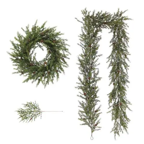 CG HUNTER 9' Artificial Pine Garland With Pinecones