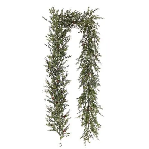 CG HUNTER 9' Artificial Pine Garland With Pinecones