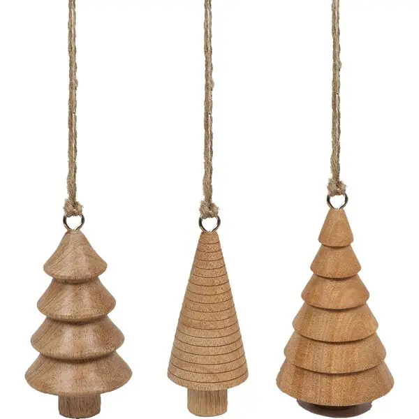 CG HUNTER 5" Wooden Tree Christmas Ornaments - Earth Tones