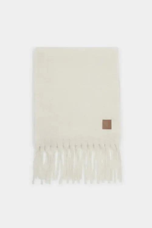 KATIE LOXTON Oversized Recycled Tassel Scarf In Off White - Off-white
