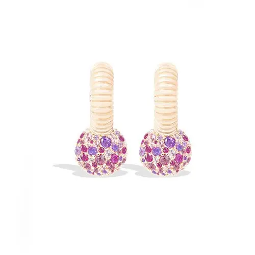 CAMPBELL + CHARLOTTE Revel Bobble Huggie Earrings - Garnet/ Sapphire/  Amethyst