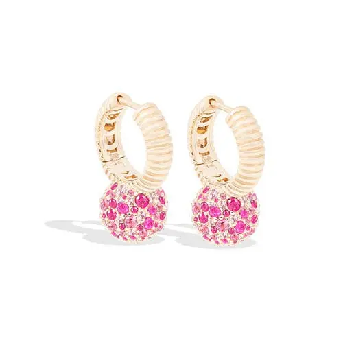 CAMPBELL + CHARLOTTE Revel Bobble Huggie Earrings - Pink Sapphire- Gold