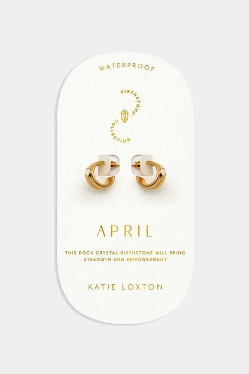 KATIE LOXTON Waterproof Gold Hoop Earrings With Garnet Birthstone - April