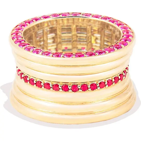 CAMPBELL + CHARLOTTE Revel Dimensional Cigar Band - Ruby/ Pink Sapphire