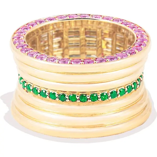 CAMPBELL + CHARLOTTE Revel Dimensional Cigar Band - Tsavorite & Garnet