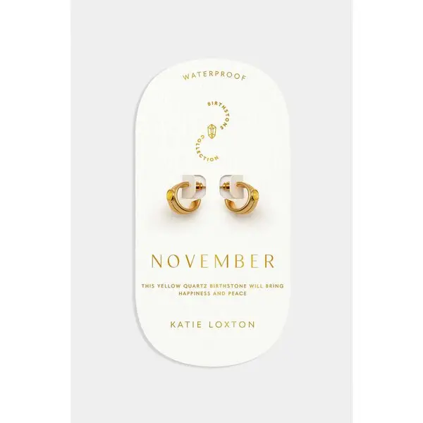 KATIE LOXTON Waterproof Gold Birthstone Hoop Earrings - November