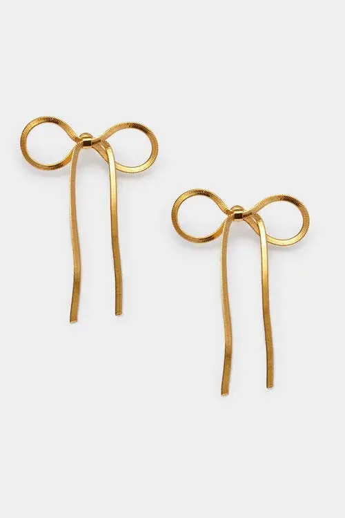 KATIE LOXTON Amelie Bow Oversized Earrings - Gold