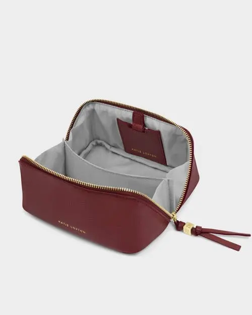 KATIE LOXTON Fold-out Mirror Makeup Bag - Cherry